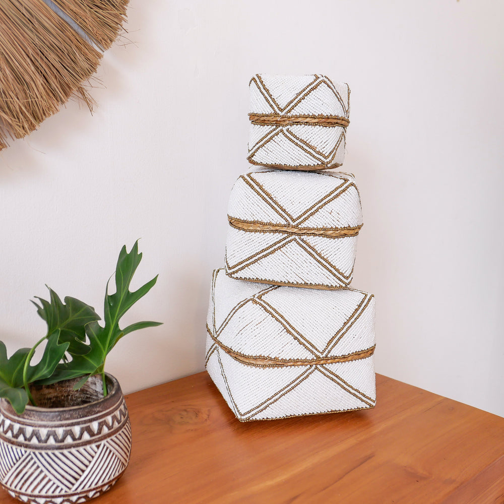 Balinese bamboo beaded box set with beads | Joglo Living