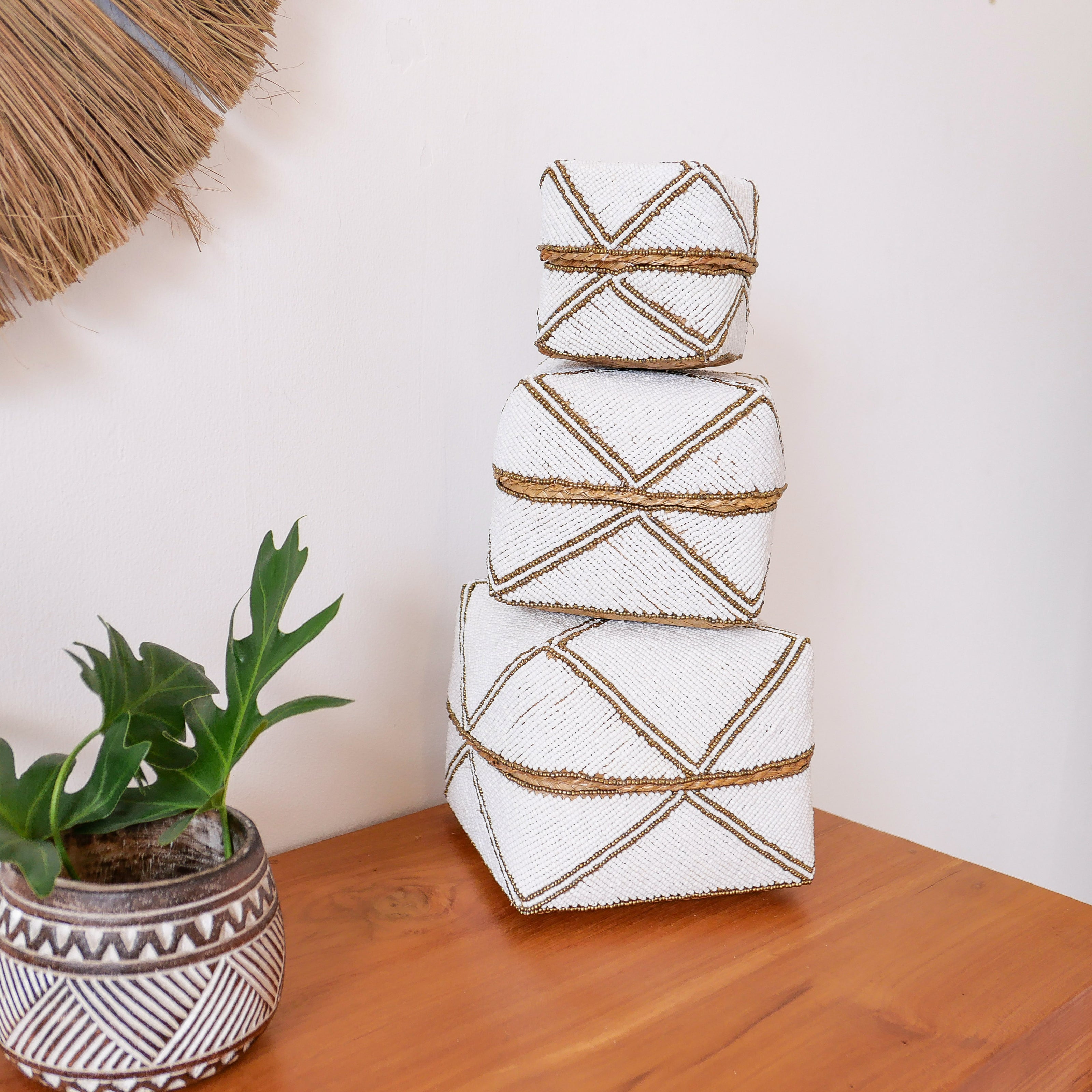 Balinese bamboo beaded box set with beads | Joglo Living