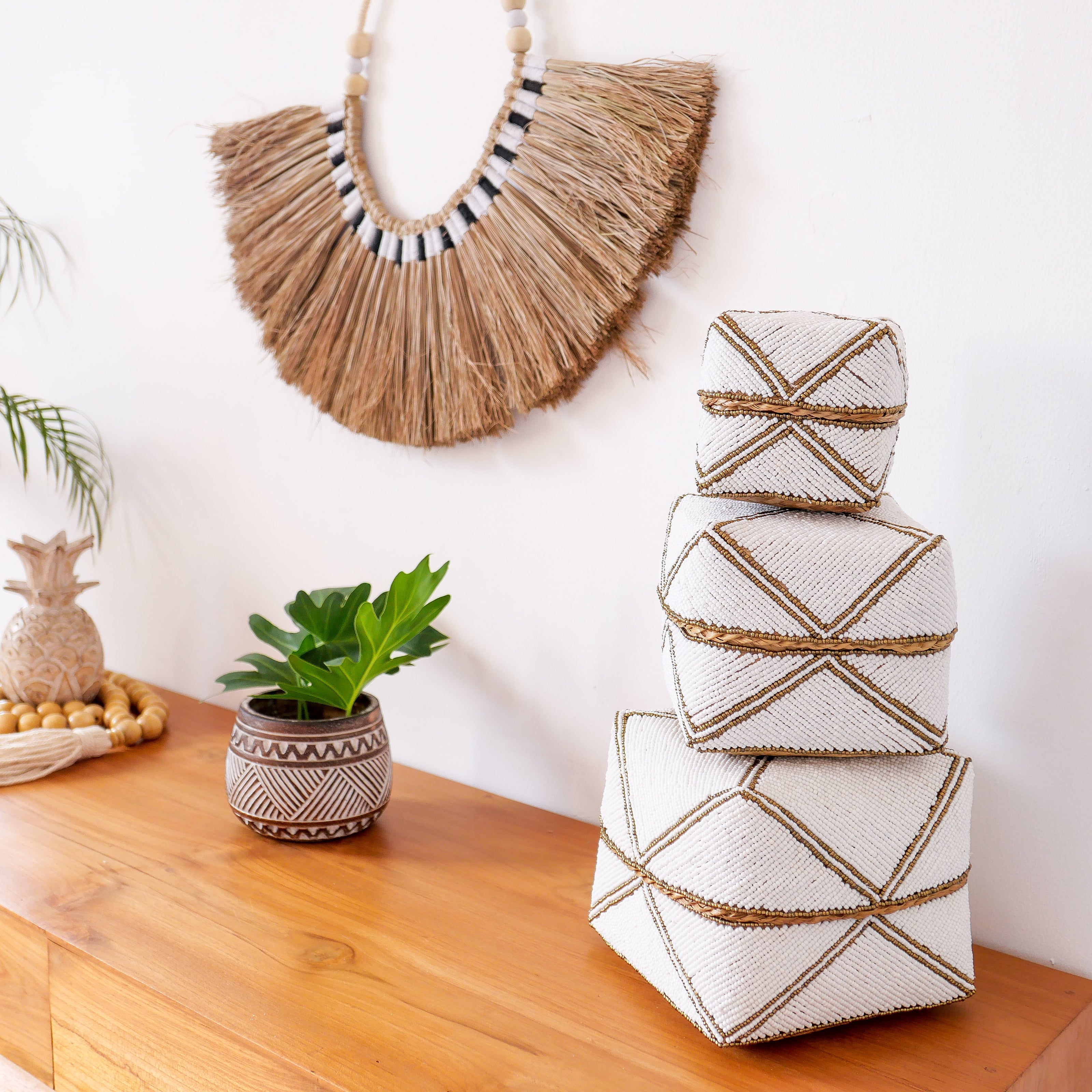 Balinese bamboo beaded box set with beads | Joglo Living